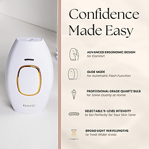 Kenzzi IPL Hair Removal Handset for Women & Men: Pain-Free & Long-lasting Solution for Body & Face Hair Removal, An Alternative to Salon Laser Hair Removal Treatments, Permanent Results