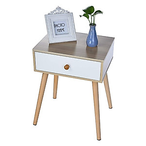 Toxz office products Modern Log Bedroom Livingroom Storage Cabinet Table,Drawer Cabinet,Solid Wood Legs,Display Desk,Anti-Slip Mat,Wood Grain Color(Ship from US!)