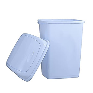 Large Plastic Trash Can with Swing Top Lid, 13 Gallon White Waste Bin for Kitchen, Garage, Indoor/ Outdoor Trash Can