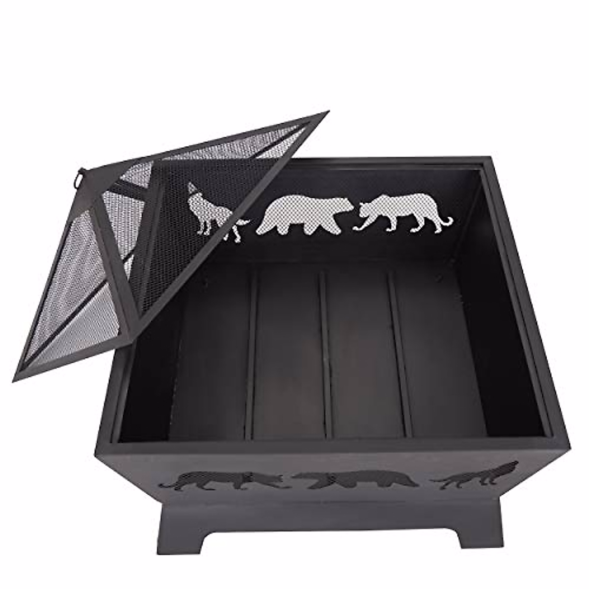 HANGKAI 26" Extra Deep Fire Pit Backyard Patio Garden Stove Wood Burning Fireplace w/Long Fire Poker,Mesh Lid,Rain Cover