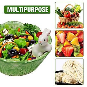 UOIENRT Easter Candy Dish, Cute Cabbage Bunny Shaped Ceramic Bowls, Salad Bowl, Soup Bowl, Rabbit Saucer for Fine Dining, Party, Girls, Easter, White