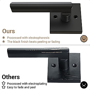 Exterior Door Lock Set, Ohuhu Heavy Duty Deadbolt Lock- Entry Door Locksets with Deadbolt Matte Black Front Door Handle Modern Contemporary Square Sleek Design Zinc Alloy