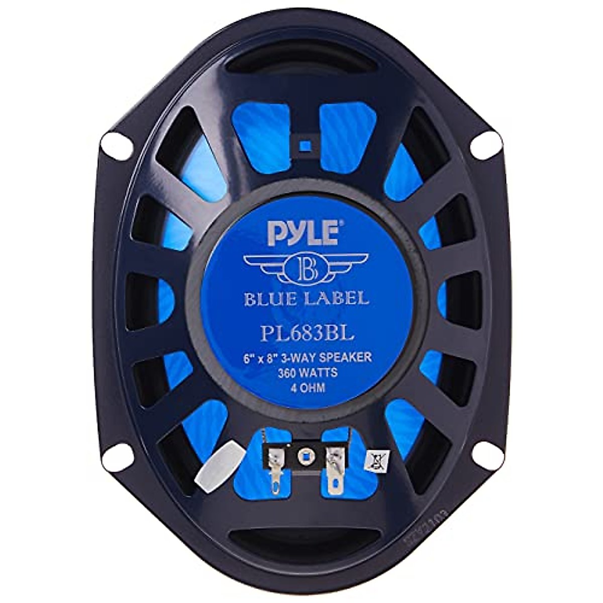 Pyle 6” x 8” Car Sound Speaker (Pair) - Upgraded Blue Poly Injection Cone 3-Way 360 Watts w/ Non-fatiguing Butyl Rubber Surround 70 - 20Khz Frequency Response 4 Ohm & 1" ASV Voice Coil - Pyle PL683BL