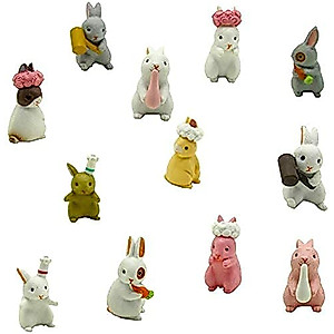 Hvogvok Rabbit Doll, Rabbit Toy, Rabbit Character Set, Fairy Tale Garden Decoration, Cake Topper Decoration/12-Piece Set