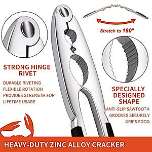 ROEDEER Crab/Nut Cracker Tools Set - Premium Lobster Cracker and 3 Seafood Picks,Professional Kit for Crab Legs,Lobster,Pecan,Walnut,Pistachio