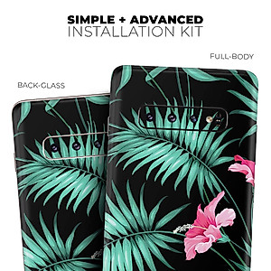 DesignSkinz Tropical Mint and Vivid Pink Floral Protective Vinyl Decal Wrap Skin Cover Compatible with The Samsung Galaxy S20 (Screen Trim & Back Glass Skin)