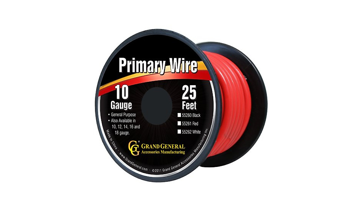 Grand General 10-Gauge Red Primary Wire - 25 ft Spool