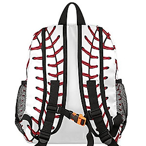 Sport Baseball Toddler Backpack for Boys and Girls,Baseball Lace Print Little Kids School Backpack for Daycare, Preschool, Kindergarten and Travel Children Bookbag with Chest Strap