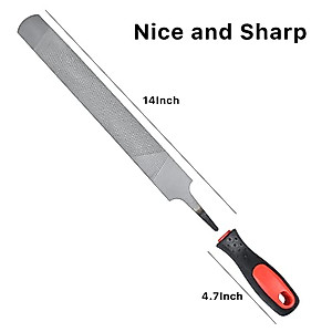 Elesunory Horseshoe File 14 Inches, Horse Rasp and File with Handle for Horse Hoofs, Hoof Trimming Tool for Repairing Horse Goat Pig Hooves