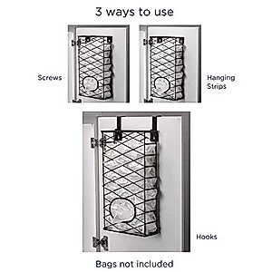 Gourmet Basics by Mikasa Plastic Bag Holder Basket with Removable Hooks, One size, Antique Black