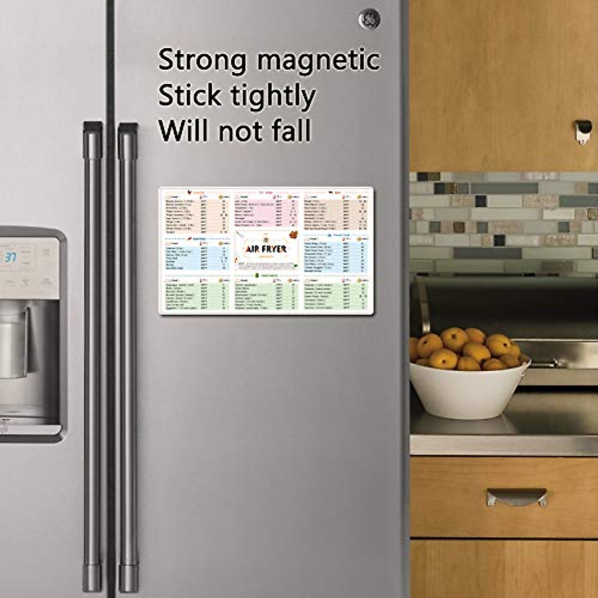 2 Pack Magnetic Cheat Sheets Cookbook Cooker Compatible with Air Fryer Cooking Times Quick Reference Guide Air Fryer Accessories 6''x11''