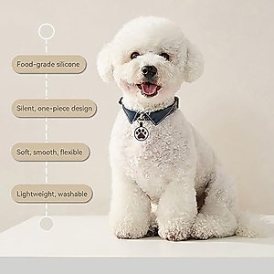 WhoseID QR Code Cat Tag, Modifiable Pet Online Profile Display Page, Multiple Emergency Contact, Silent Silicone Cat Tag, Collar Accessories, Personalized Cat Tag (Small Breeds - 1", Black & Black)