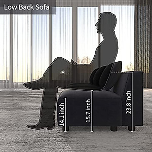 LLappuil Modern Modular Sectional Sofa Set, Low Back Minimalist Style Couch with Ottoman and Chaise Lounge, Soft Fabric 14 Seater Oversized 130.6" Sofa for Living Room, Dark Grey