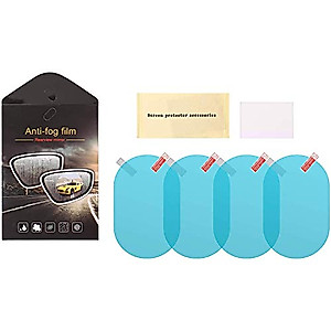 Foseal HD Transparent Nano Coating Rainproof Film for Car Rear View Mirror, Oval (5.31"x3.74"), 4 PCS