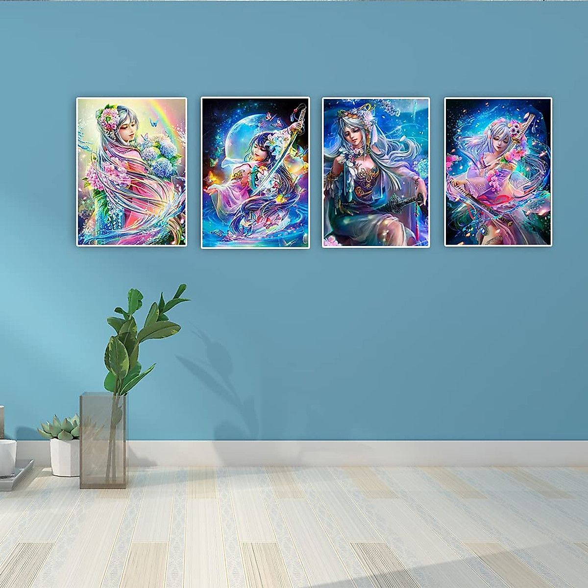 4 Pcs Fairy Diamond Painting Kits 30x40CM Easy Diamond Painting Kits for Beginners DIY Fairy Cross Stitch Kits Angel Diamond Art 5D Round Diamond Art Kits Diamond Dots Flower Elf Picture Art Crafts