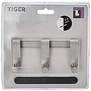 Tiger Rhino for Shower Doors 6-8 mm Brushed Stainless Steel Hooks, One Size
