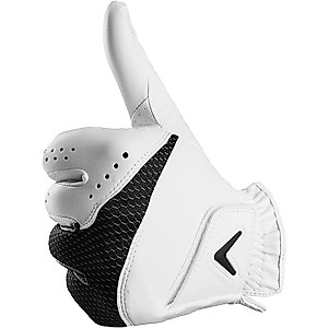 Callaway Golf Women's Weather Spann Premium Synthetic Golf Glove (White, 2-Pack, Large, New Model , Standard, Worn on Left Hand)
