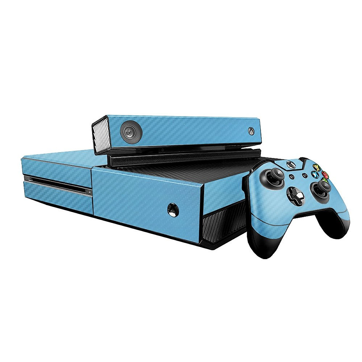 3D Carbon Fiber Sky Blue - Air Release Vinyl Decal Mod Skin Kit by System Skins - Compatible with Microsoft Xbox One (XB1)