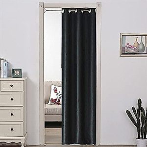 WPKIRA Grommet Top Blackout Black Solid Doorway, Room Darkening Thermal Insulated Curtain Drape for Doors Windows 1 Panel W39 x L78 inch