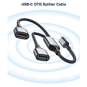 USB-C OTG Splitter Y Cable 1M,Type C to Dual USB 2.0 Adapter,C Male to Double Female Converter Split 2 in 1 Cord for MacBook,iPad 10 Mini 6 Air 4 5,iPhone 16 15,Galaxy S24 S23 21 20 Z Flip Fold Tab S8