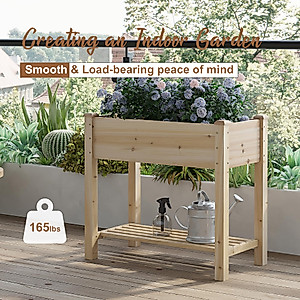 FILWH Raised Garden Bed with Legs Elevated Wooden Planter Box Stand Large Planter Stand Box for Fruits Vegetables Flowers with Divider with Bag - 34x18x30.5IN