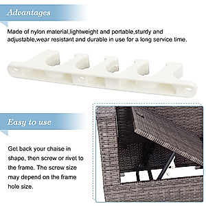 AHANDMAKER 4 Pcs Multi Position Adjustment Brackets, 5 Position Adjustable Chaise Lounge Bracket Replacement Part for Outdoor Patio Lounge Back Support, Plastic Patio Bracket for Recliner, White