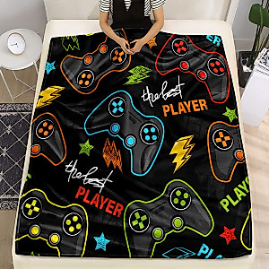 lirs Bedding Gaming Throw Blanket 60" x 50’’ Super Soft, Fleece, Gamer Gift for Couch Sofa for for Kids Boys Teens Video Game (MT-A11, 60’’x50)