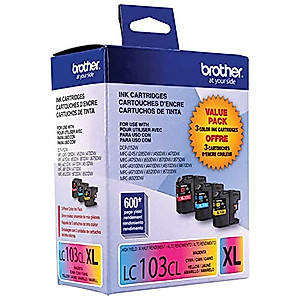 Brother Lc103 Inkjet Cartridges (Cyan/Magenta/Yellow, 3-Pack) in Retail Packaging