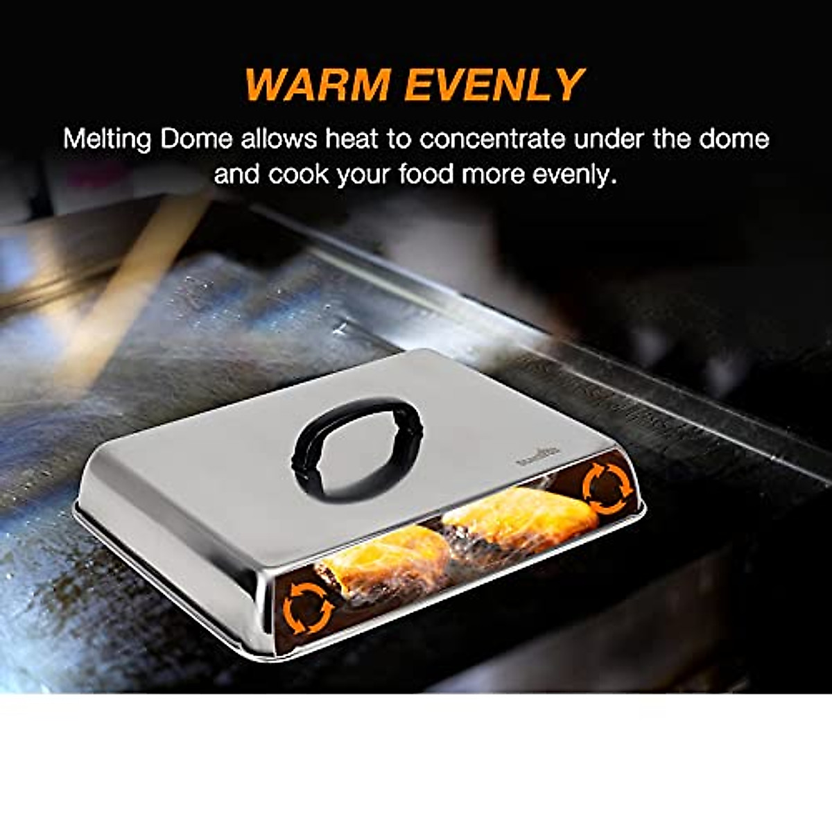 Stanbroil Melting Dome & Grill Press Kit- Stainless Steel Basting Cover Cheese Melting Dome with Cast Iron Burger Bacon Press for Flat Top Griddle Grill Indoor/Outdoor