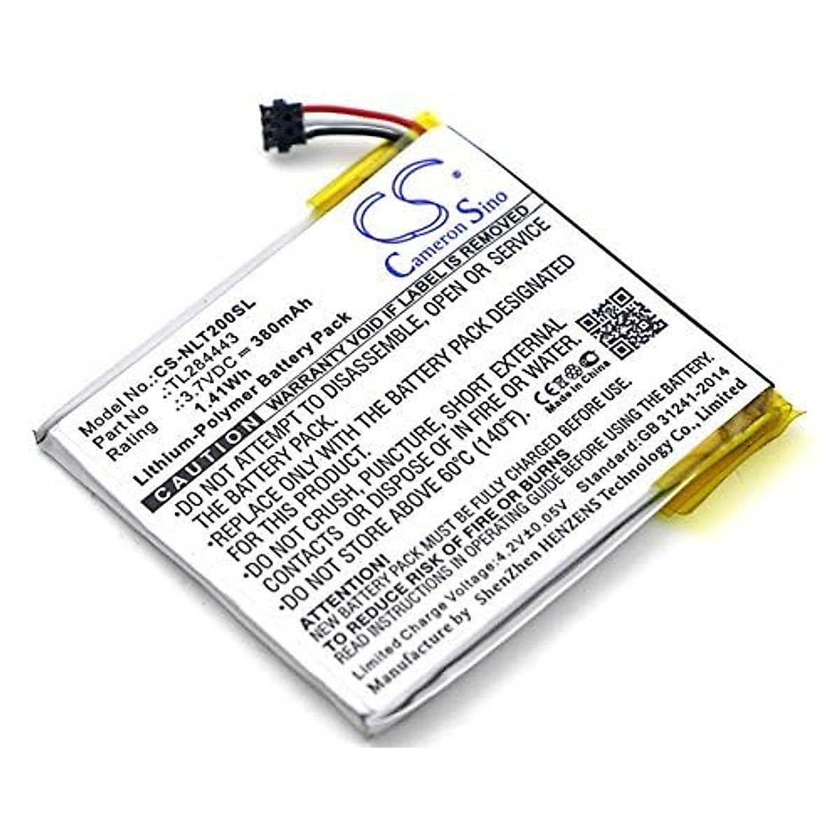 Cameron Sino Li-Polymer 3.70V 380mAh / 1.41Wh Battery Compatible with Nest TL284443, Fits Nest Learning Thermo2nd Generation,Learning Thermostat 3rd Generation,T3007ES,T3008USstat,A0013