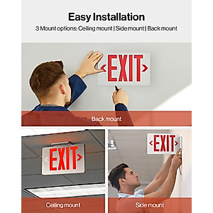 Sunco 12 Pack LED Exit Sign with Emergency Light, Commercial Grade Double Sided Fire Exit Lights, Backup Battery, Illuminated Emergency Exit, 120-277V, Dual Mounting, UL 94V-0 Fire Resistant