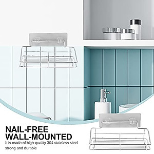 Cabilock 3sets Shampoo Xcm Display Shelf Stainless Soap Hand Toiletry Shower Tissue Drilling Baskets Storage Dish Silver Steel Nail- free X. Kitchen Towel Organizing Floating Wire