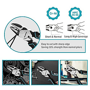DURATECH 7-Piece Pliers Set, Premium Cr-Ni Construction (10", 8" Groove Joint Pliers, 8", 6" Long Needle Nose, 8" Linesman, 6" Slip Joint, 6" Diagonal) for Basic Repair, with Oxford Rolling Pouch