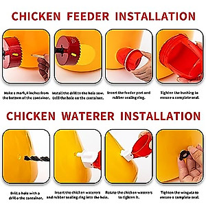 Chicken Feeder and Chicken Drinker Set and（Chicken Leg Bands 20 Pack）,Automatic Poultry Feeder Kit for Chickens,Birds,Turkeys Etc,Leak-Proof and Sun-Proof Chicken Feeder Chicken Water Cups (6pc, red)