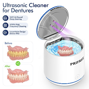Ultrasonic Cleaner for Dentures, Retainer, Aligner, Mouth Guard, Braces, Jewelry, Whitening Trays, Toothbrush Head, 45kHz Portable Ultrasonic Retainer Cleaner, For Home and Travel blue