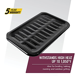 Certified Appliance Accessories Heavy-Duty Porcelain 8.5-In. x 12.75-In. Broiler Pan & Grill Set Black (50008)