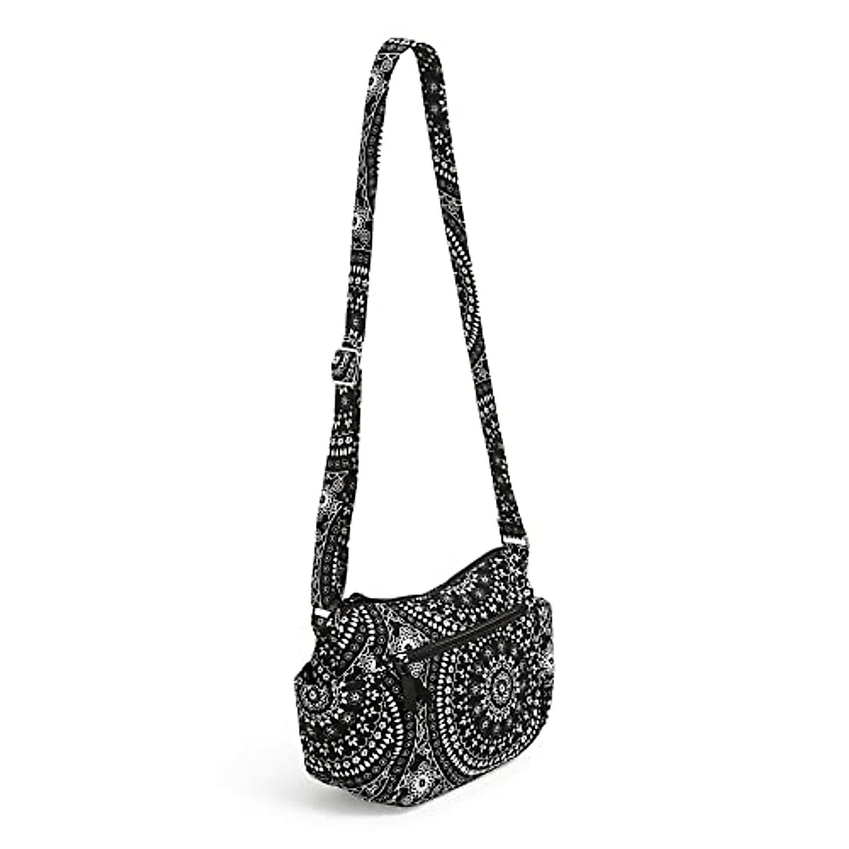 Vera Bradley Women's Cotton on the Go Crossbody Purse, Black Bandana Medallion, One Size