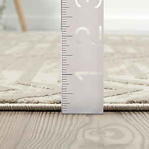 Abani Terra Cream 5' x 8' Area Rug for Living Room, Bedroom - Geometric Lines Pattern - Durable & Easy to Clean