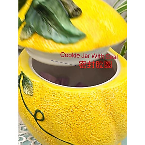 PEHOST 3-D Design Lemon 24 oz. Cookie Jar With Seal, 7.6"*6.6"*8.5" H, Multicolored