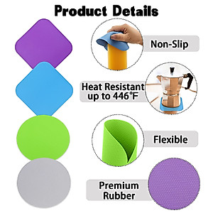 Jar Opener Gripper Pad, Rubber Jar Opener Grippers, 12 Pcs Jar Opener for Weak Hands, Seniors with Arthritis(Grey/Green/Blue/Purple)