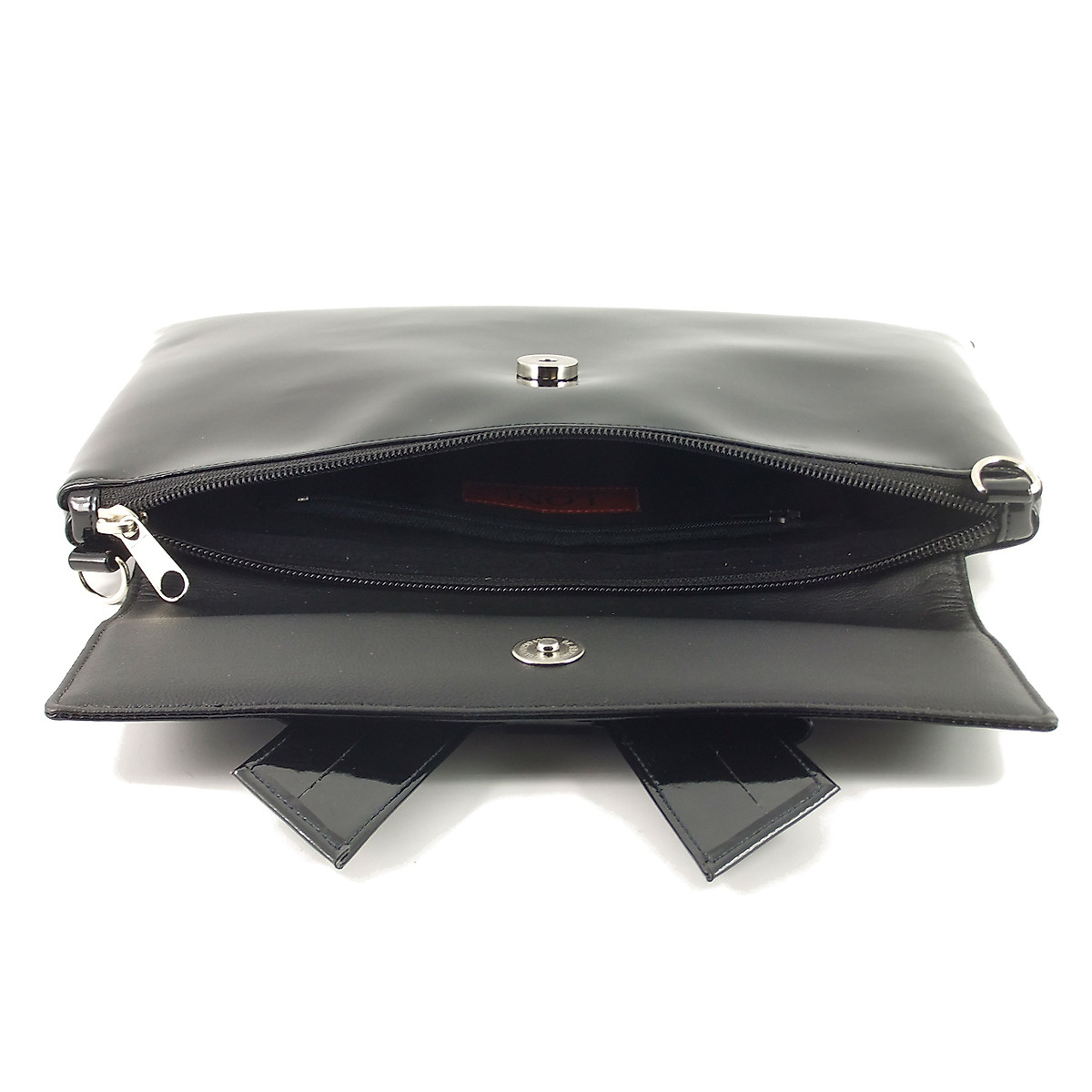 LONI Womens Clutch Bag Shoulder Bag Wristlet in Patent Faux Leather in Nude Pink