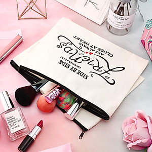 6 Pieces Good Friends Makeup Cosmetic Bags Weekend Trip Gifts Birthday Gifts for Women Portable Makeup Bags Weekend Gifts for Women Travel Retirement Anniversary Present (Classic Style)