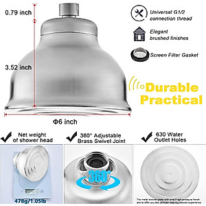 Shower Head with Filters,Shower Filter Head for Hard Water Remove Chlorine and heavy metal,Water Softener Shower Head Reduce Hair Shedding Soothe Dry Skin, Brushed Nickel Shower Head High Pressure