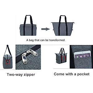 Insulated Grocery Thermal Tote Bags for Frozen Cold Hot Foods, Reusable Insulation Zippered Bag for Shopping, Travel, Picnic or Lunch, Red