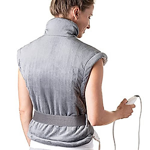 Pure Enrichment® PureRelief® XL Extra-Long Back & Neck Heating Pad, Safe Heat Therapy for Sore Muscles, Pain, & Cramps in Neck, Back, & Shoulders, 4 Heat Settings w/Auto Shut-Off, Soft Fabric (Gray)