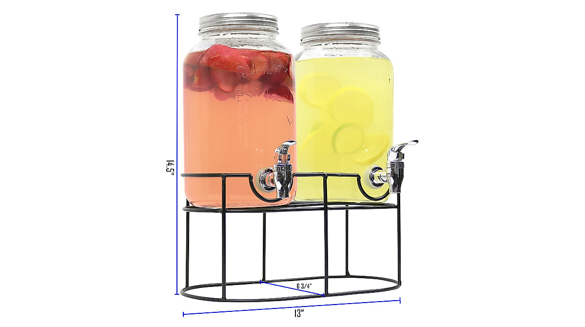 Estilo Glass Double Drink Dispenser Set - 2-Gallon for Parties & More