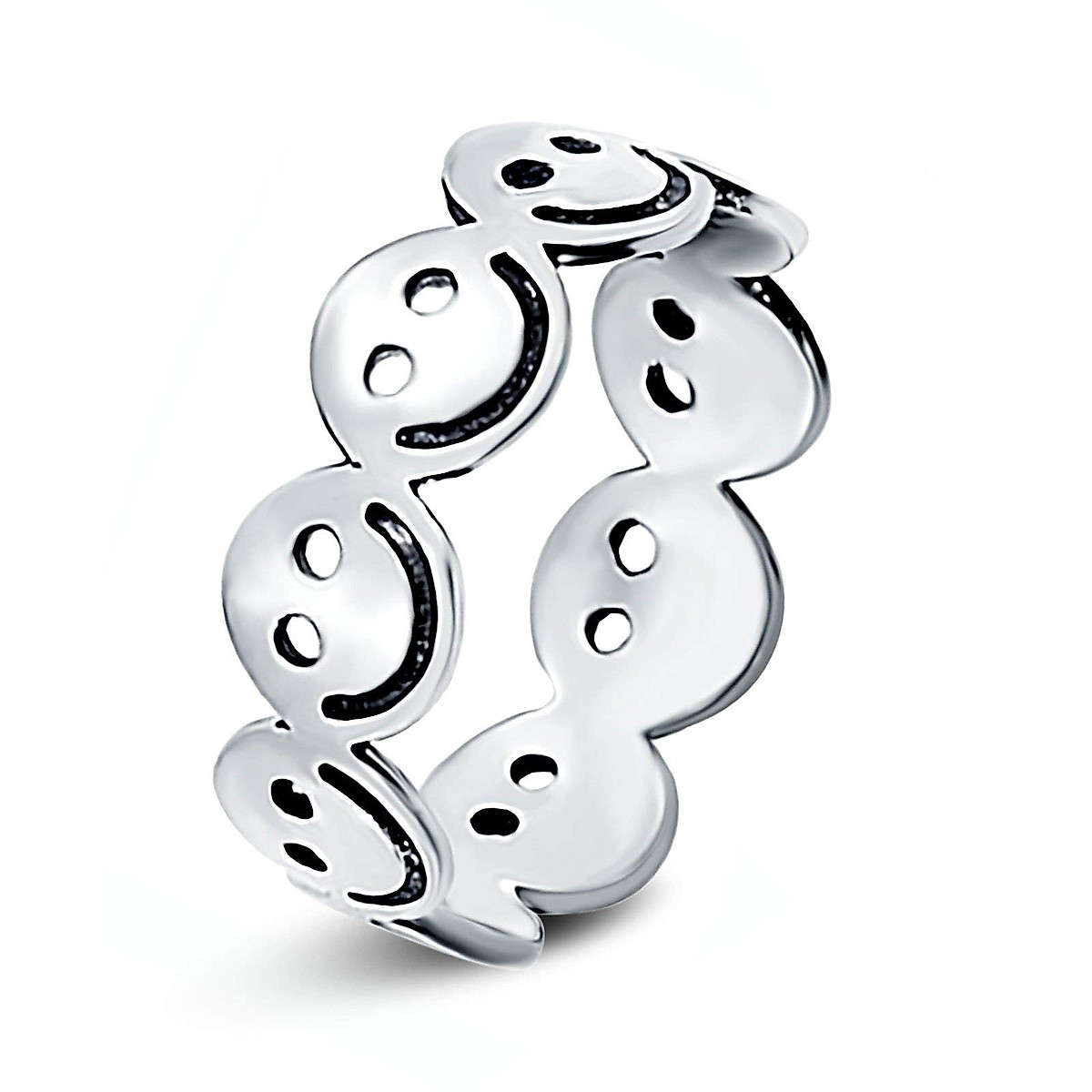 Blue Apple Co. Sterling Silver Size-7 Celtic Smiley Face Plain Oxidized Band Statement Fashion Thumb Ring 925 Sterling Silver