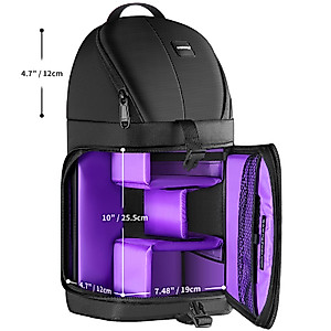 Neewer Professional Camera Storage Bag Sling Carrying Case Black Waterproof and Tear Resistant for DSLR Camera, Lens and Accessories (Purple Interior)