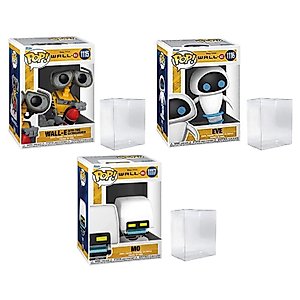 Funko Pop - Disney Pixar - Wall-E, Eve, and Mo Figures - in Pop Protector and Box - Set of 3