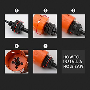 Luckyway 3-Piece Hole Saw Mandrel,Fit 3/4-Inch to 6-Inch Diameter,Including 7/16-Inch and 3/8 Inch Shank Hole Saw Arbor and 3-Piece 1/4 Inch HSS(M2) Central Drills